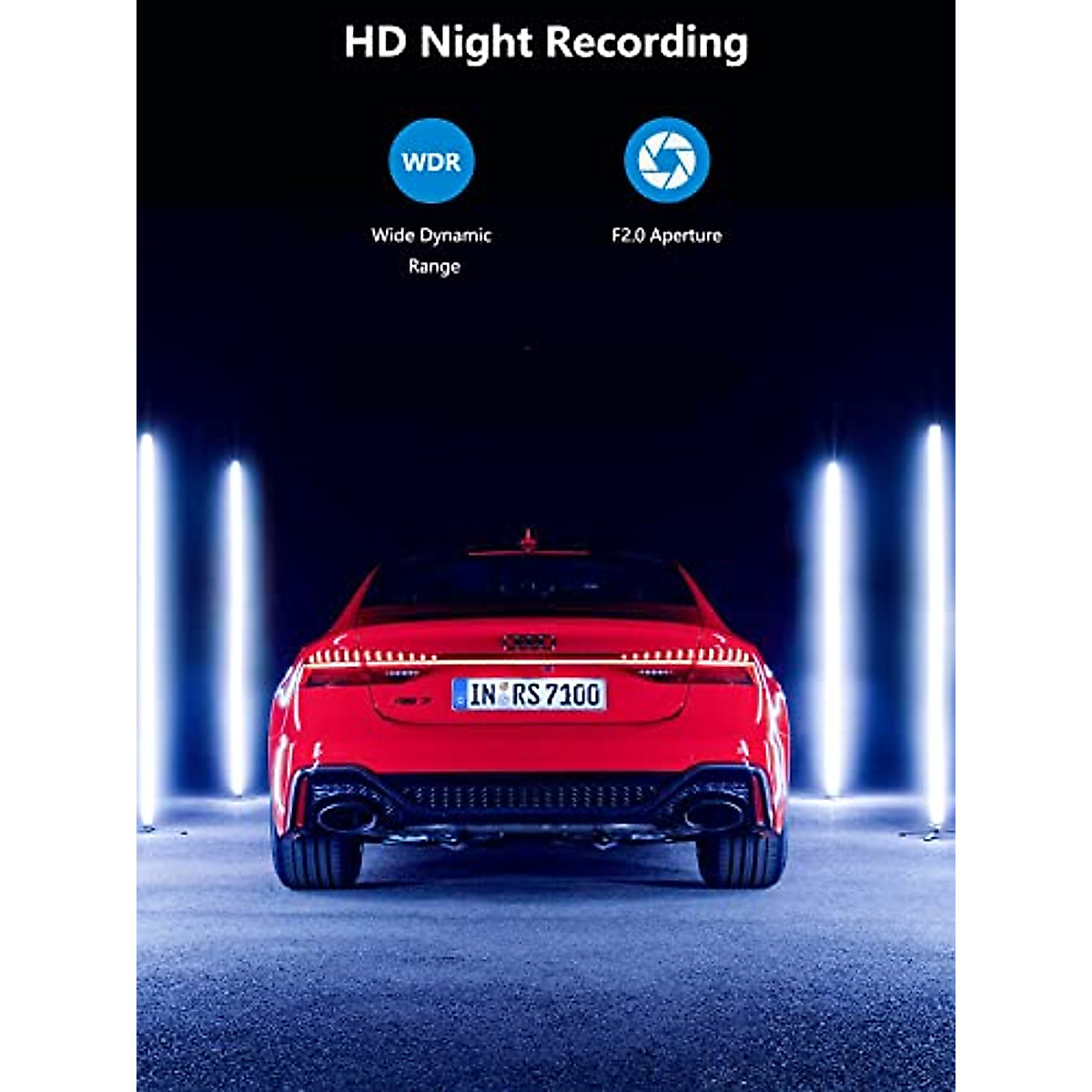 Dash Cam Front and Rear, 1080P Full HD Dash Camera for Cars with 32GB SD Card, 2.45'' IPS Screen, 170°Wide Angle, Night Vision, Parking Monitor, Loop Recording, Motion Detection