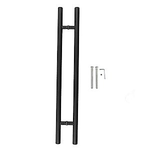 Interior Exterior Door Pull Push, Ergonomic Design Black Push Pull Door Handle Comfortable Grip for Barn
