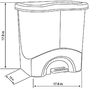 Mintra Home Trash Bins - (17.5inW x 17.5inH x 13inD) - Double Bin - Green/Blue - Recycle, Trash, Can, Bin, Garbage, Plastic, Wastebasket, Adjustable, Removable, Home, Office, Durable