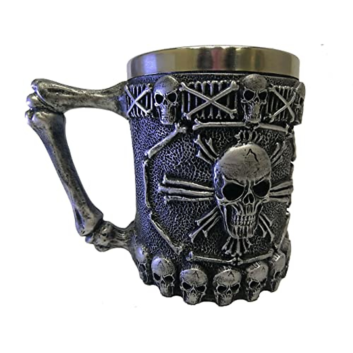 Classic Stainless Steel Reusable Insulated Viking Skull Cups Novelty Coffee Mugs for Women and Beer Mug for Men 14oz with Handles for Tea Milk Coffee Drinking &Halloween Bar Drinkware Gift,Party Cup