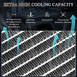 HonorPower 3 Row Core Aluminum Radiator for 1966-1979 Ford Bronco F100 F150 F250 F350 F500 Pickup Truck L6 V8 Engines All AA5052 Aluminum Radiador + 2 X 12 Fan W/Shroud & Relay