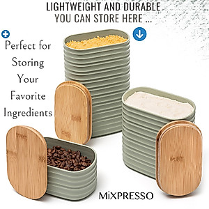 Mixpresso 3 Piece Set Of Airtight Plastic Canister With Bamboo Lid, Canisters For Kitchen Counter, Coffee And Sugar Canister Set, Decorative Sugar Container, Kitchen Decor For Counter