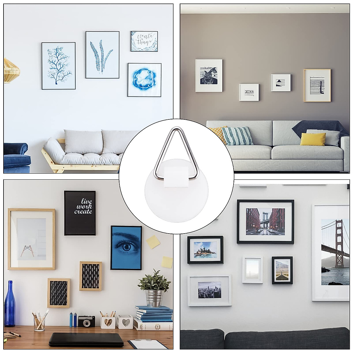 Thinp 30 Pieces Invisible Adhesive Plate Hanger Wall Plate Hangers Plastic Adhesive Picture Hangers Without Nails Plate Holder Frame Hangers for Bathroom Kitchen Wall Decoration (Round&Square)