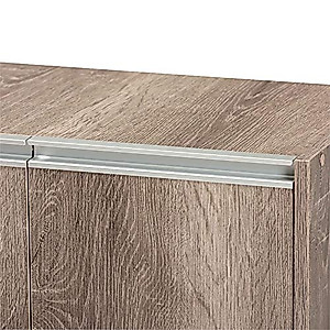 BOWERY HILL Contemporary 2 Door Shoe Cabinet, 12 Pairs Shoe Rack Storage Oranizer in Weathered Oak