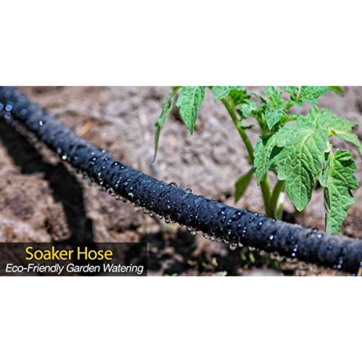 Rocky Mountain Goods Soaker Hose - Heavy duty rubber - Saves 70% water - End cap included for additional hose connect - Great for gardens/flower beds - Reinforced fittings (50-Feet by 5/8-Inch)