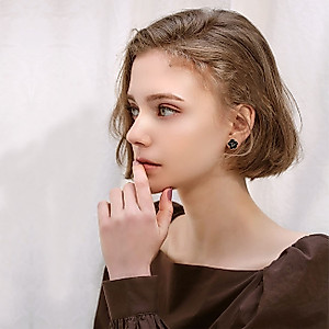 Yoursfs Black Clip On Earrings for Women 18K Gold Plated Rose Flower Earring Enamel Hypoallergenic Non Pierced