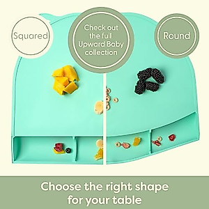 Upward Baby Food Catching Placemat for Round Table Only - Suction Silicone Placemats for Kids Babies and Toddlers - Clean Mealtimes at Home and Restaurants - Reusable Sticky Mat (Gray)