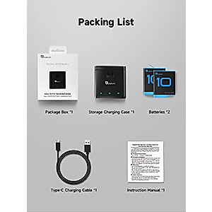 Adaptom Hero 10 Battery 3-Pack, 3-Channel USB Storage Quick Charger for gopro Hero 10 9 Battery, Fully Compatible with Gopro Hero 10 Gopro Hero 9 Black Official