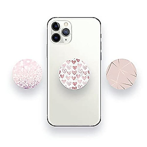 Cell Phone Stand Finger Holder - Pink Rose Gold Heart (3 Pack)