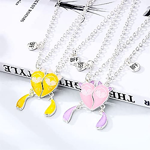yomlry 2Pcs Best Friend Necklace Heart Pendant BFF Gifts Necklace Fox Charm Friendship Jewelry for Girls purple