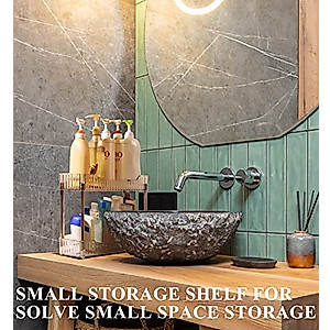 Sincey Slim Under Sink Bathroom Shower Shelf Organizer, 2-Tier Clear Acrylic Trays Shelf for Countertop,Counter Corner,Vanity,Cabinet Small Narrow Spaces, Multi-Storage for Toiletry,Skincare,Makeup