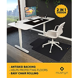 Office Chair Mat with Anti Fatigue Cushioned Foam - Chair Mat for Hardwood Floor with Foot Rest Under Desk - 2 in 1 Chairmat Standing Desk Anti-Fatigue Comfort Mat for Hard Floor - Size 54”x 36”