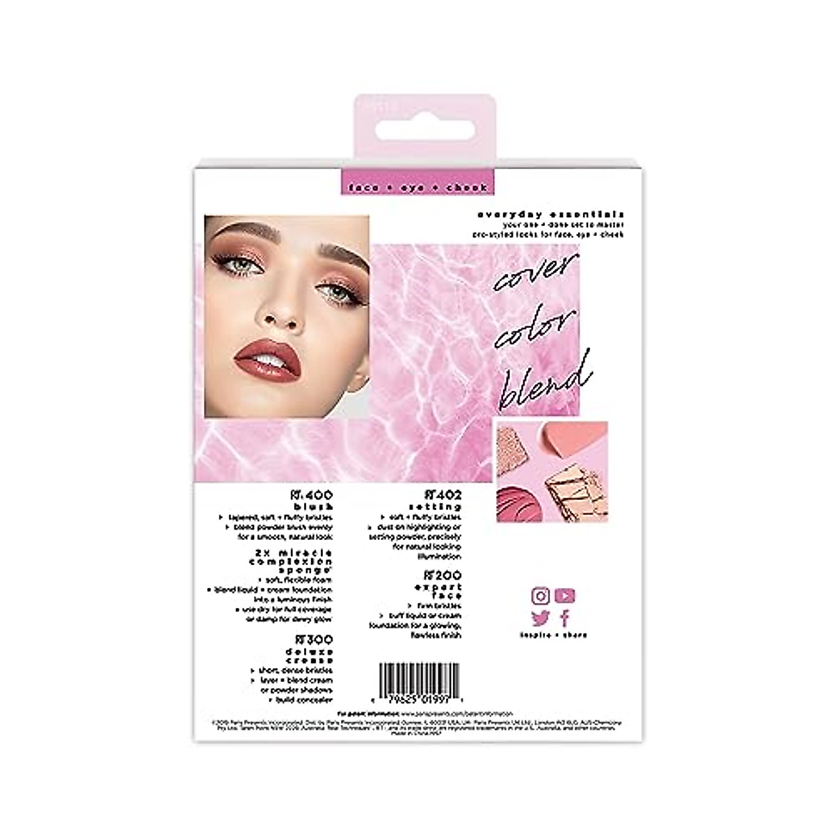 Real Techniques Makeup Brush Set with 2 Makeup Sponge Blenders, For Eyeshadow, Foundation, Blush, and Concealer, UltraPlush Synthetic Bristles, 6 Piece Makeup Brush Set (Pack of 2)