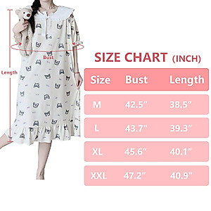 Kuromi Pajamas for Women Kawaii Kuromi Nightgown Pajamas Lightweight Sleep Dress Soft Kuromi Sleepwear Casual Pajamas for Women Girls (Beige, XXL)
