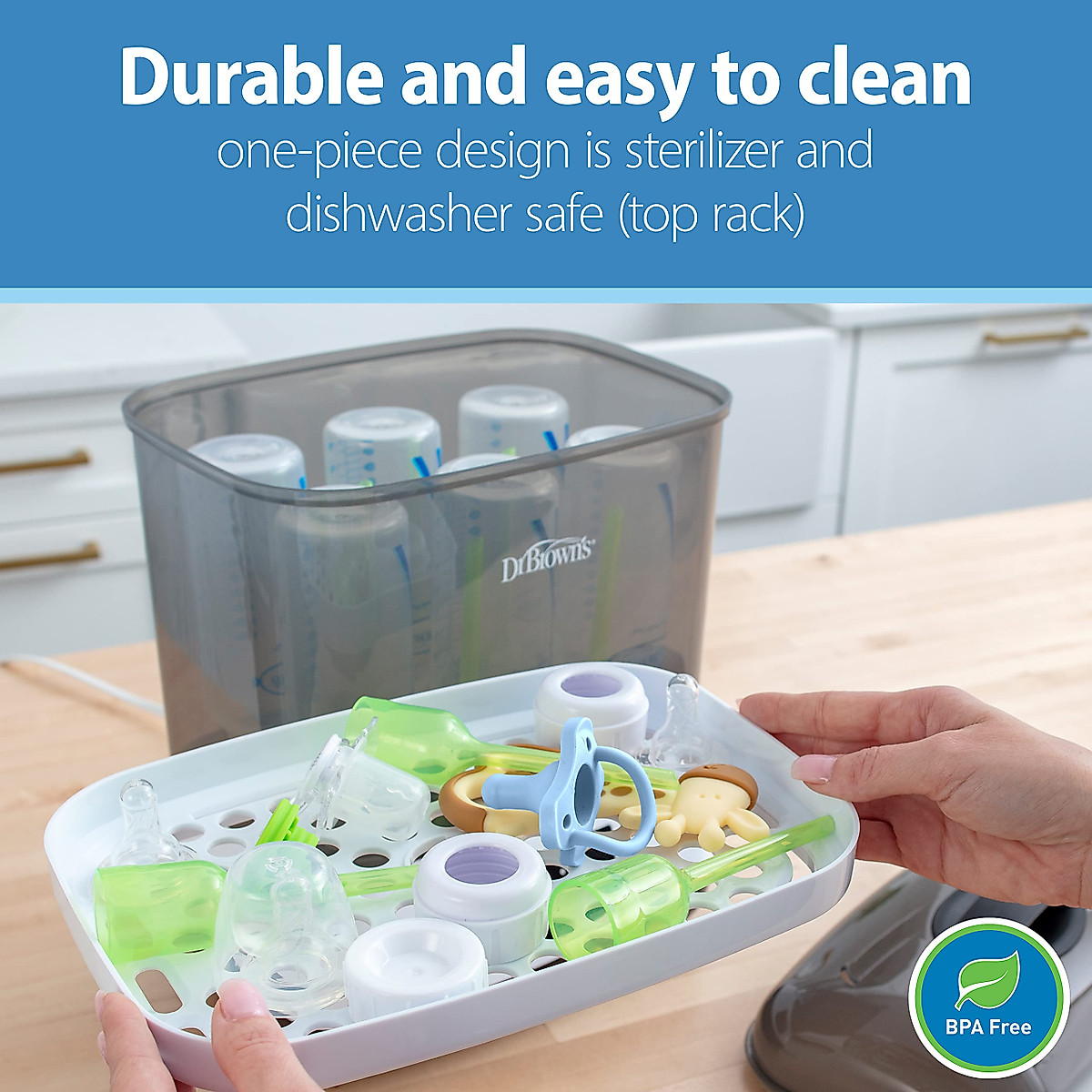 Dr. Brown's HappyPaci 100% Silicone Pacifier 0-6m, BPA Free, White, Blue, Light Blue, 3 Pack