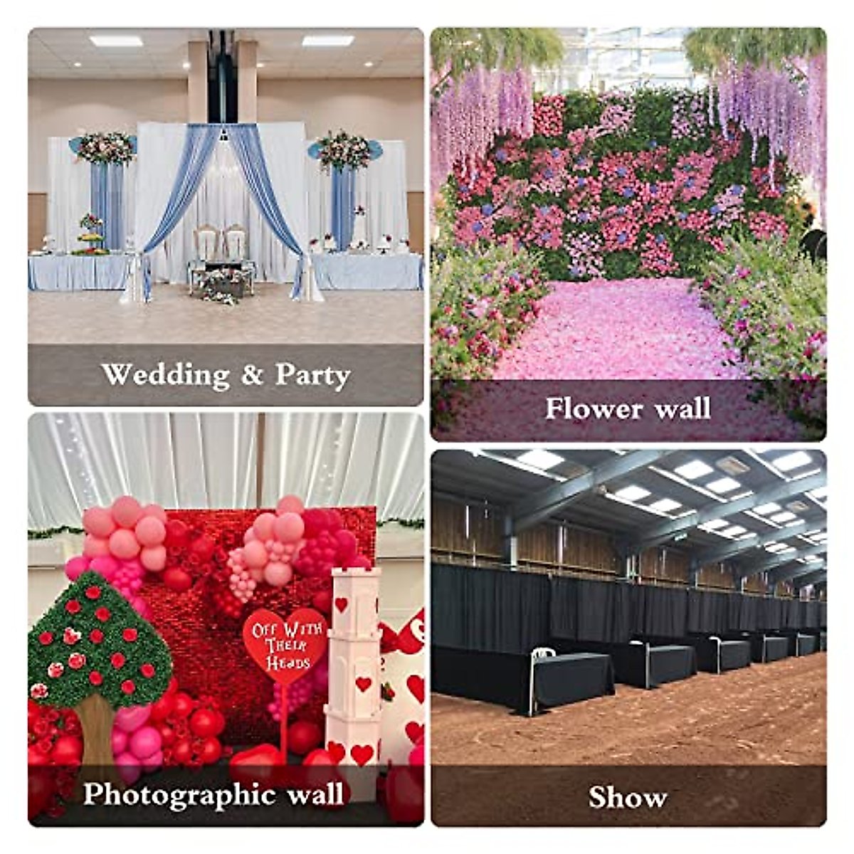Hecis Portable Backdrop Stand with Crossbar, Adjustable Pipe and Drape Backdrop Kit for Event， Party, Trade Shows and Wedding Decor, 10FT Square Backdrop Frame