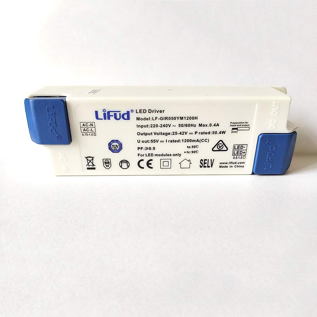 Lifud LED Driver 1200mA DC 25-42V 50W LED Luminaire Power Supply Input 220-240VAC LF-GIR050YM1200H Constant Current Commercial Lighting Driver LED Panel Driver