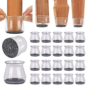 BUMACO Chair Leg Floor Protectors Chair Leg Protectors for Hardwood Floors Silicone Pads Covers to Protect Floors (Clear-20 Pcs, Universal S (0.9"-1.29")