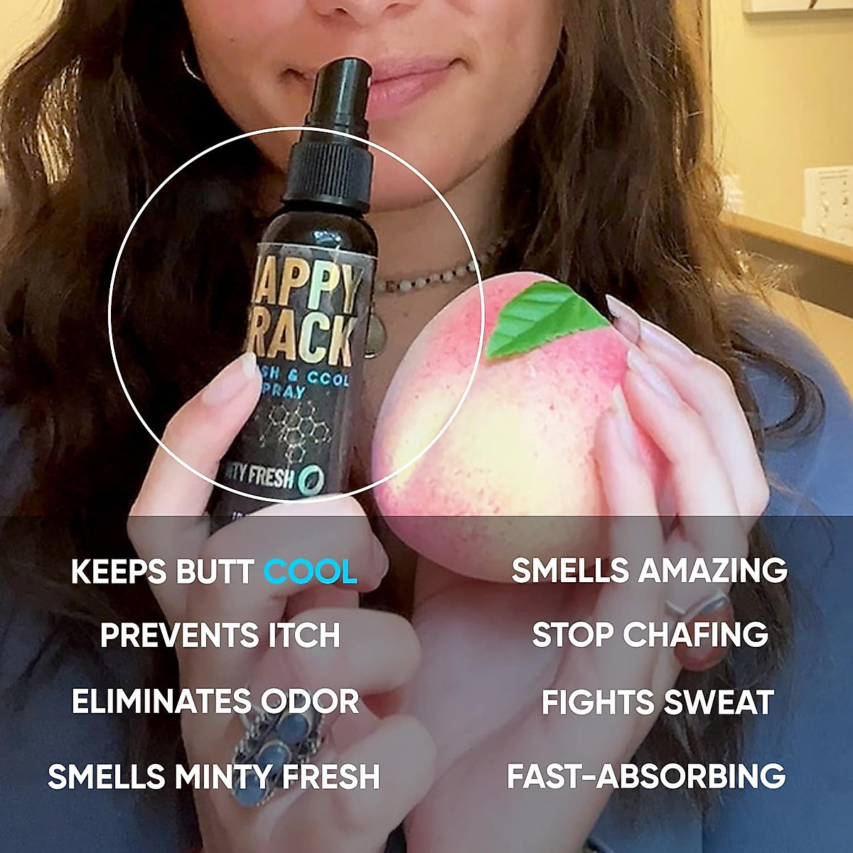 Derm Dude Happy Crack Refresh & Cool Butt Spray | With Soothing Witch Hazel | Formulated With All-Natural DeoPlex for Odor Control | Deodorant & Odor Eliminator Spray - Minty Fresh Scent, 2oz (1 pack)