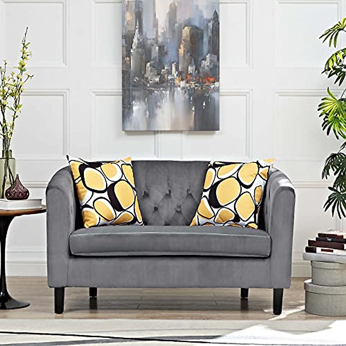 Modway Prospect Velvet Upholstered Contemporary Modern Loveseat In Gray
