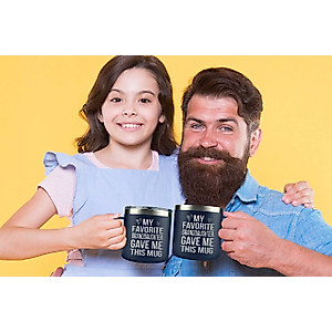 AMAZPRINTS Gifts for Grandpa from Grandaughter, Grandson, Kids on Fathers Day, Christmas, Birthday - Funny Coffee Mug Gifts for Grandparents - Grandparents Insulated Stainless Steel Mug 14oz Navy