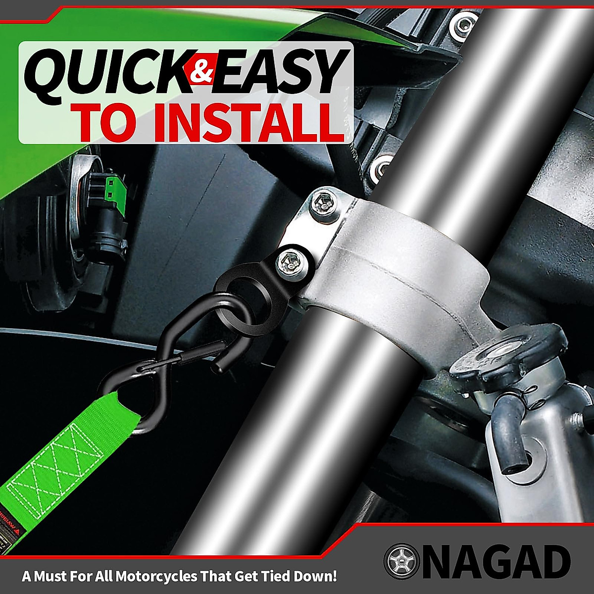 Tie Down Strap Rings Tie-Down Anchors Hooks Stainless Steel Lashing Rings with Black Powder Coating for Tiedown Attachment Points for Dirt Bike, Motorcycle, Trailer,Pickup,Truck,Camper,RV (Pack of 10)