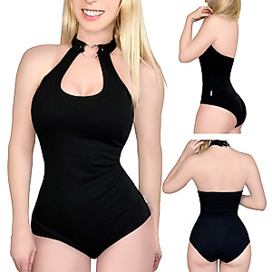 Littleforbig Cotton Romper Heartbreaker Collared Onesie Bodysuit Black XS