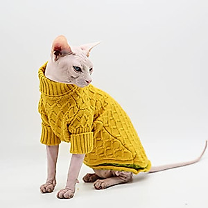 Sphynx Cat Clothes Knitted Soft High-end Fashion High-Neck Thickened Warm Winter Hairless Cat Clothes Devon Cornish Cat Clothes (X-Large)