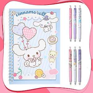 Kueeger Cinnamoroll School Supplies Set,Kawaii Cute School Supplies Gifts Set Includes Pencil Case,Pens,Sticky Note,Pins,Ruler,Eraser,Bookmarks,Stickers,Keychain,ID Card Holder with Lanyard
