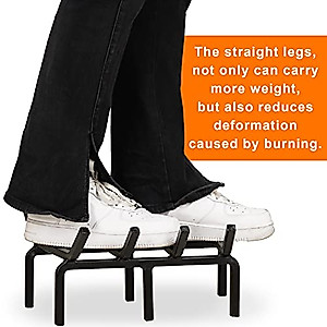 TwentyNext Fireplace Log Grate, Small 14Inch Heavy Duty Solid Steel Wood Rack Stove Firewood Holder for Indoor Hearth Outdoor Fire Pit Chimney Hearth Kindling Tool