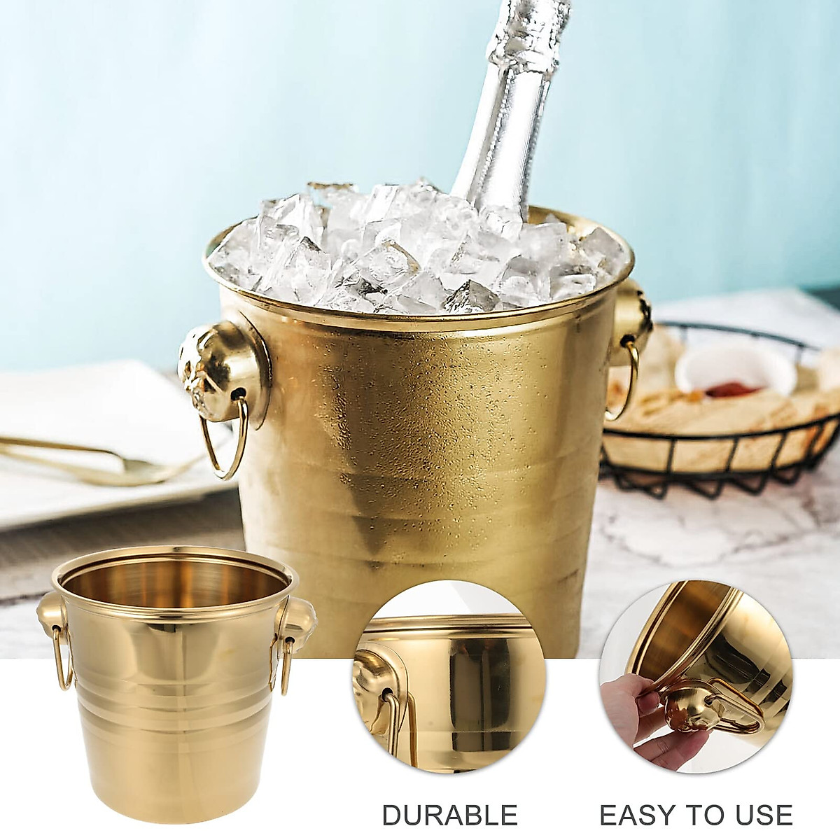 BESTonZON Insulated Ice Bucket 1pc Ice Bucket Water Bucket Terrarium Metal Drink Tub Wine Chillers for Bottles Wine Drink Tub Bottles Iced Bucket Stainless Steel with Cover Galvanized Bucket