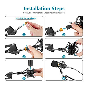 Neewer Universal 45MM Microphone Shock Mount for 43MM-46MM Diameter Condenser Mic (Black)