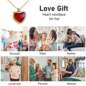 SmileBelle Heart Necklace Carnelian Necklace for Girls, Gold Heart Necklaces Spiritual Gifts for Women, Red Crystal Heart Necklace as Carnelian Jewelry for Birthday or Lover Anniversary Gifts for Her