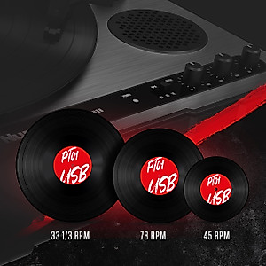 Numark PT01USB - Portable Vinyl Record Player, USB Turntable With Built In Speaker, Power via Battery or AC Adapter, Three Speed RPM Selection for Hi-Fi, Outdoors listening, DJ, Recording