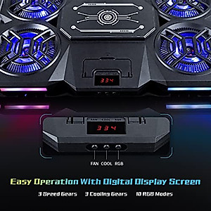 Navazip Laptop Cooling Pad with Thermoelectric Cooler and 4 Fans, Upgraded Laptop Cooler, RGB 14-18 Inches Laptop Stand, Multi-Gear Adjustment, Independent Control, Black