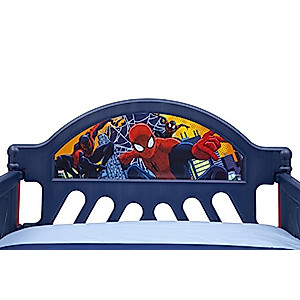 Delta Children Plastic Toddler Bed, Marvel Spider-Man + Delta Children Twinkle Galaxy Dual Sided Recycled Fiber Core Toddler Mattress (Bundle)
