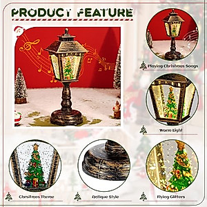 Christmas Musical Snow Globe Lantern Lighted Water Glittering Lantern with 8 Christmas Songs, USB & Battery Operated Musical Snow Globe Christmas Decoration Adults Kids (Christmas Tree)