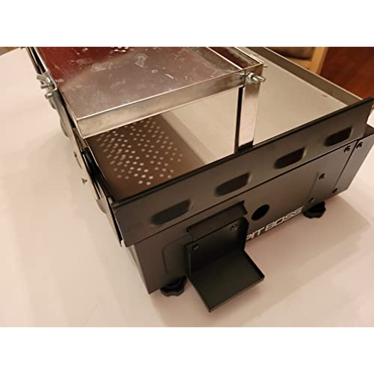 Wind Guard and Warming Rack Set for Pit Boss 2 Burner TableTop LP Gas Griddle and Other Portable Griddles in this size, Dark Brown (WGPB2)