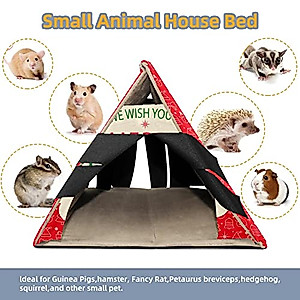 enheng Small Pet Hideout Christmas Background Hamster House Guinea Pig Playhouse for Dwarf Rabbits Hedgehogs Chinchillas