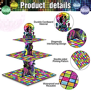 1970's Disco Party Decorations Retro Disco Cupcake Stand 70's Disco Fever Music Party Favors Cupcake Holder Dance Disco Party Dessert Tower for Disco Theme Birthday Party Supplies