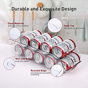 Joyswaet Refrigerator Organizer Bins Soda Can 0rganizer for Refrigerator Clear Refrigerator Organizer Bins Drink Holder Storage & Dispenser Bin for Pantry Fridge Freezer Cabinets Cupboard Kitchen