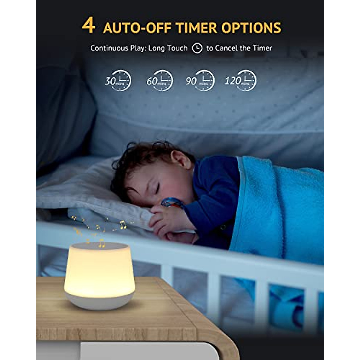 E EVEBYRA Baby White Noise Machine,32 Soothing Sounds with Night Light,Volume Control,4 Timer Portable and Rechargeable Sound Machine, Perfect for Infants,Toddlers, Kids, Adults, Home, Office, Travel