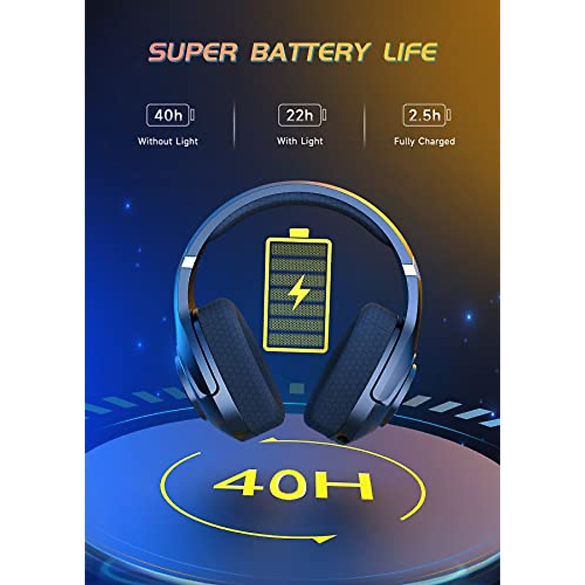 KAPEYDESI Wireless Gaming Headset, 2.4GHz USB Gaming Headphones for PC, PS4, PS5, Mac with Bluetooth 5.2, 40H Battery Life, Detachable Microphone, 3.5mm Wired Jack for Xbox Series (Black)