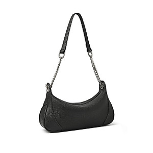 DORIS&JACKY Small Goatskin Leather Shoulder Bag With Metal Chain (1-Black)