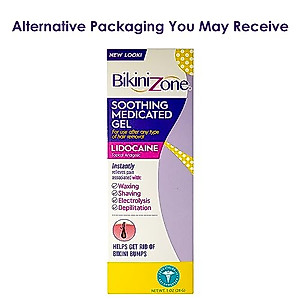 Bikini Zone Medicated After Shave Gel Lidocaine Razor Bump Relief, 1 Oz, 1 Pack