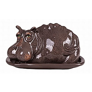 Blue Sky Ceramic Hippo Butter Dish, 7.75-inch Length