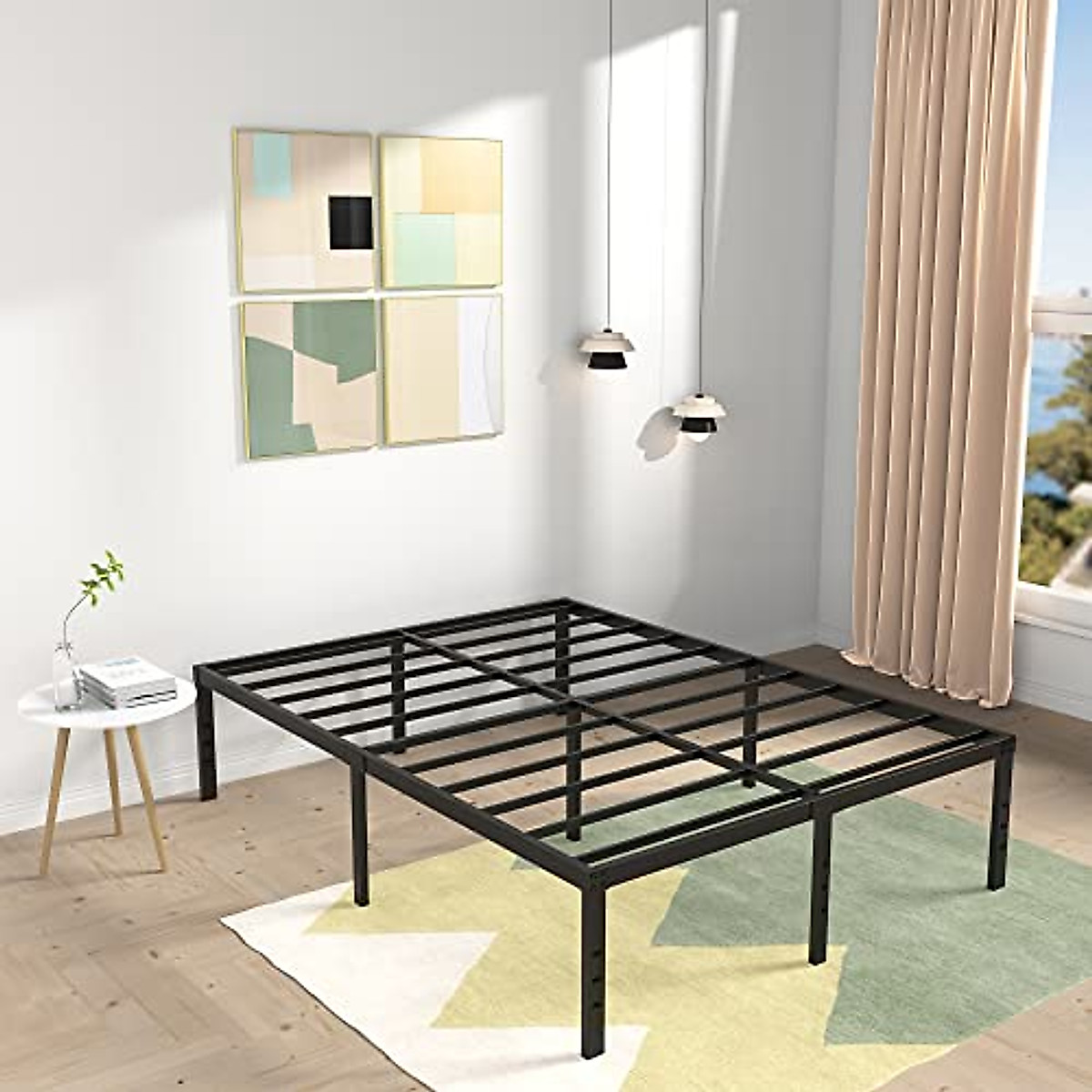 DiaOutro 18 Inch California King Bed Frames Heavy Duty Metal Platform No Box Spring Needed, Maximum Storage, Easy to Assembly, Noise Free, Black