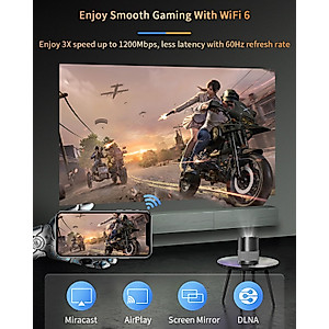 Mini Projector Portable 4K with Bluetooth Speaker, WiFi Projector for iPhone iPad Wireless Screen Casting, Home Theater Portable Projector for Camping Gaming Movie Compatible with Smartphone Laptop DV