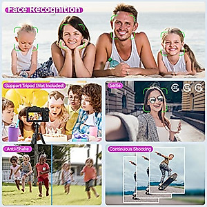 OIEXI 48MP Camera for Photography,4K Digital Camera for Kids and Adults with Front and Rear Dual Cameras,18X Digital Zoom,Built-in 7 Color Filters,32GB TF Card,Rechargeable Battery(Lilac Violet)