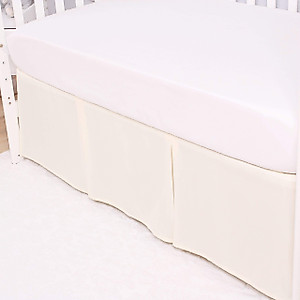 CaSaJa Green Baby Crib Skirt for Boy and Girl, Durable Woven Platform and Stylish Box Pleated Design, 14" Soft Breathable Crib Dust Ruffle Drop, Fits Standard Size Crib Bed and Easy Install, Green